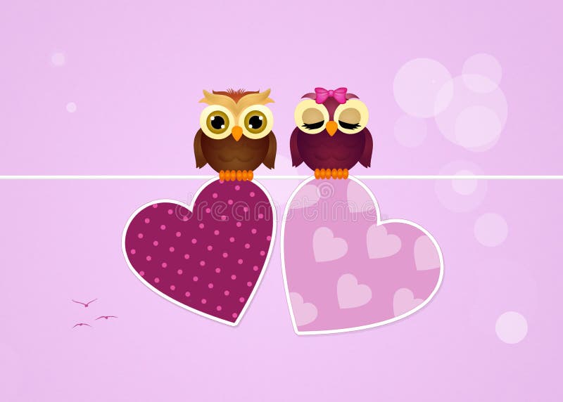 Buhos y corazones ilustración del vector. Ilustración de infantil ...