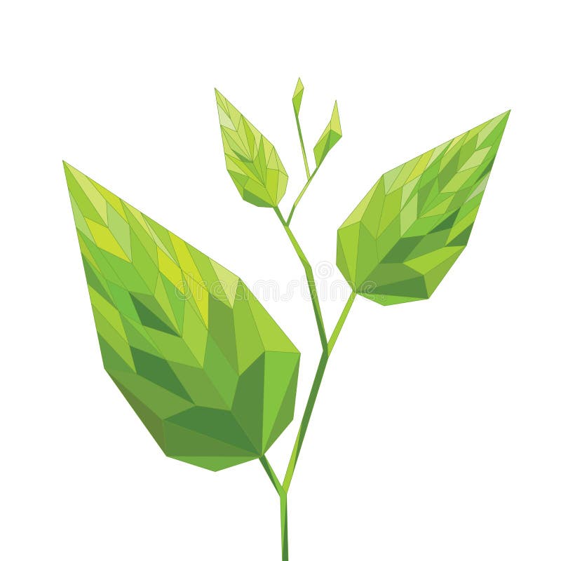 Green Plant Growing, Geometric Leaf Illustration, Vector File Stock ...
