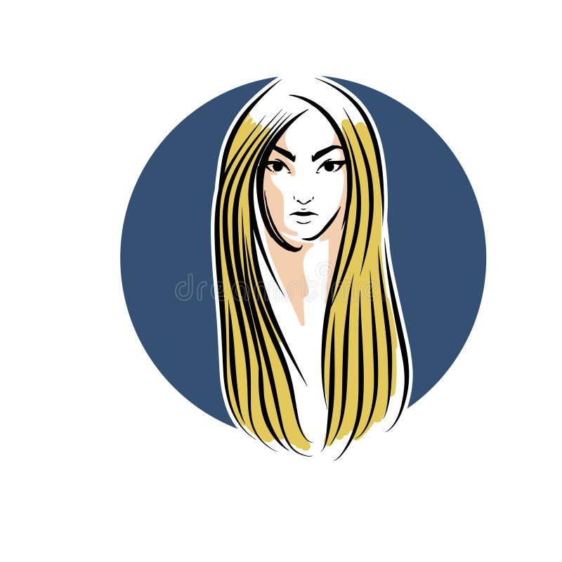 Stylized Beautiful Woman S Face with Long Hair Silhouette. Women S Hair ...