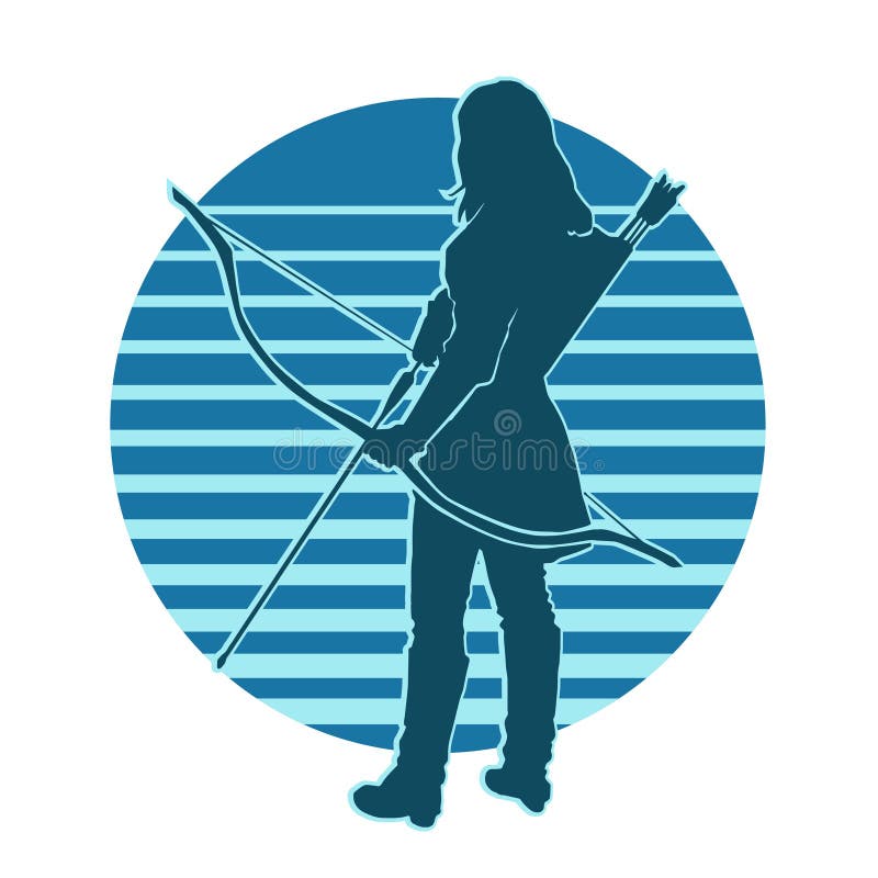 Female Archer Warrior Silhouette Vector on White Background Stock ...