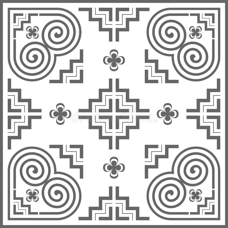 Hmong Ethnic Pattern Mixed with Floral Pattern, Designed in Black Tone ...