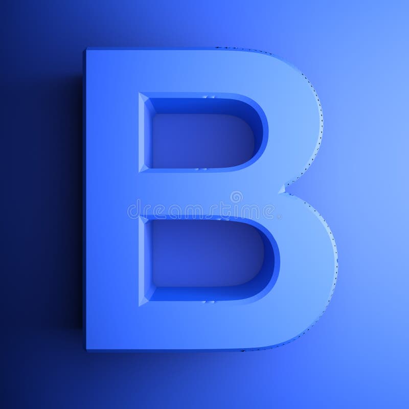 B Alphabetic Letter Blue, Isolated on Blue Background - 3D Rendering ...