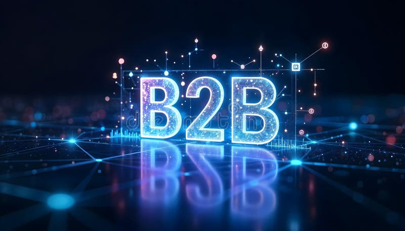 B2B Concept with Digital Network with Glowing Technology Connections ...