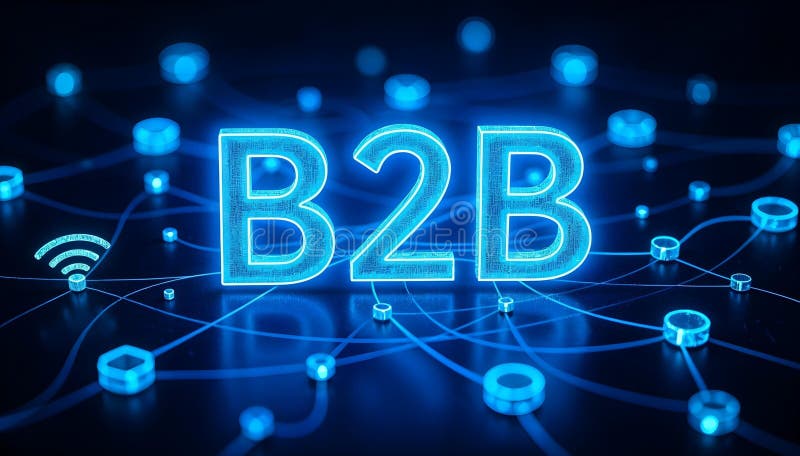B2B Digital Network Concept with Glowing Blue Connections Stock ...