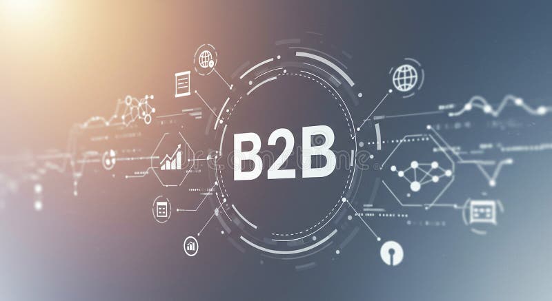 B2B Graphic with a Central Circular Design Surrounded by Interconnected ...