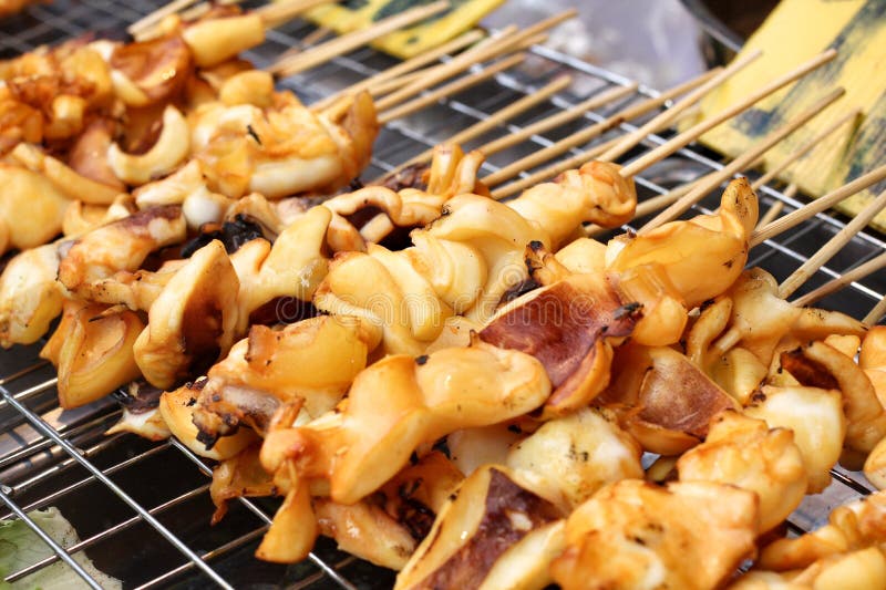 B-B-Q Grilled Squid stock image. Image of octopus, leaf - 36545665