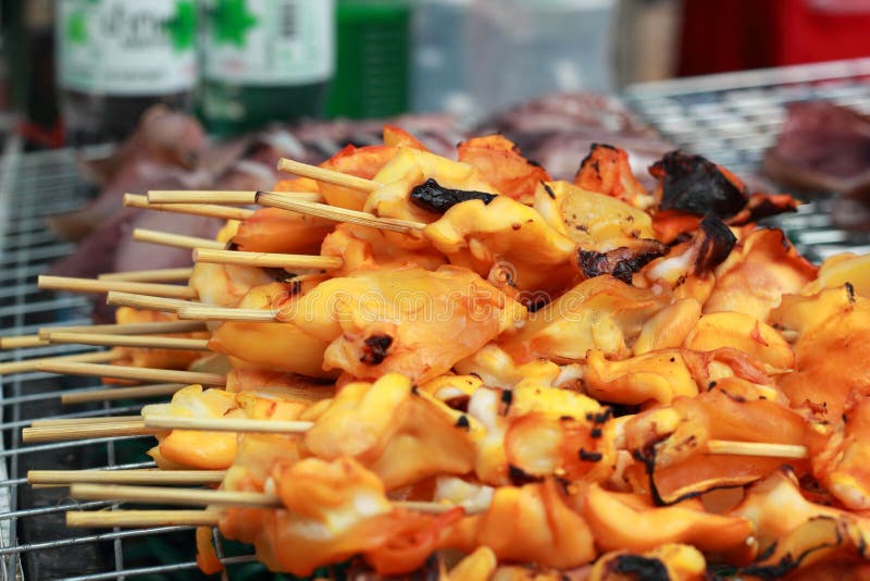 B-B-Q Grilled Squid in the Market Stock Image - Image of meal, fresh ...