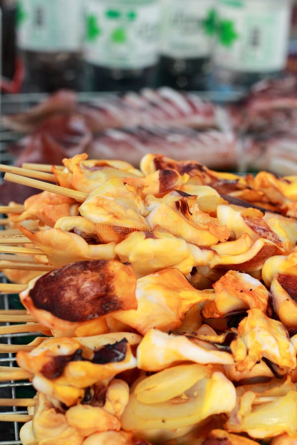 B-B-Q Grilled Squid in the Market Stock Image - Image of calamari ...
