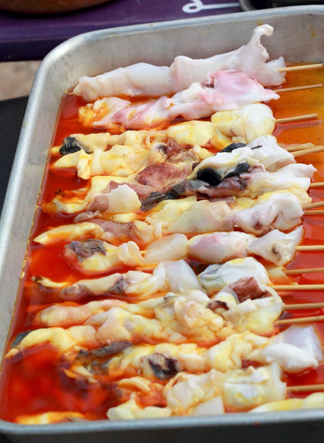 B-B-Q Grilled Squid in the Market Stock Image - Image of gourmet ...
