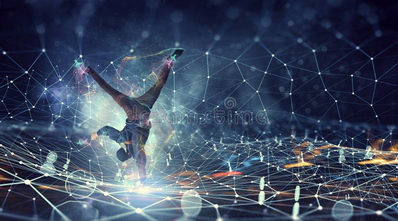 B-boy Performing Some Moves . Mixed Media Stock Photo - Image of dance ...