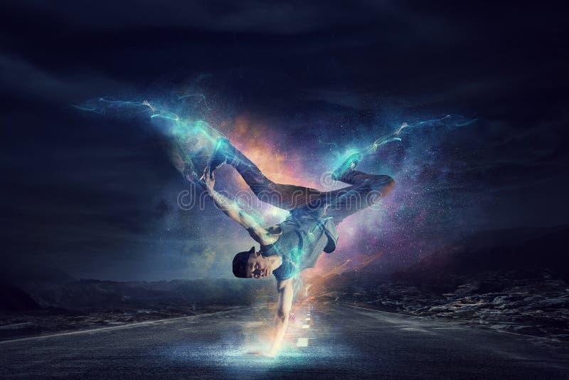 B-boy Performing Some Moves . Mixed Media Stock Photo - Image of motion ...