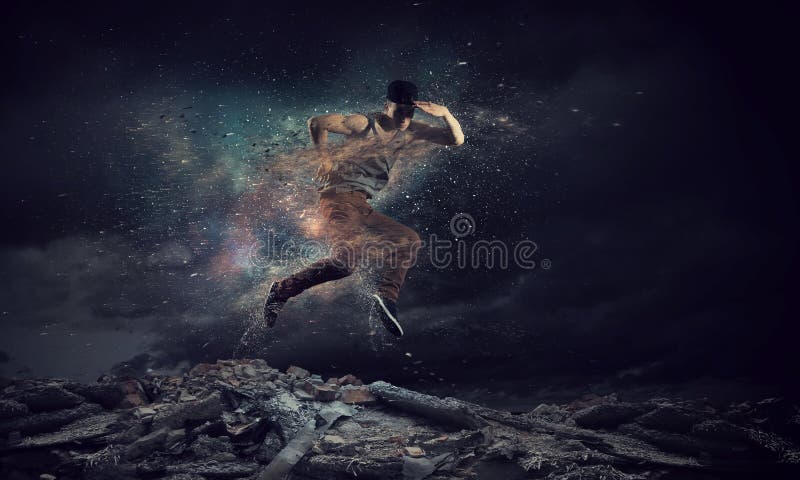 B-boy Performing Some Moves . Mixed Media Stock Image - Image of ...