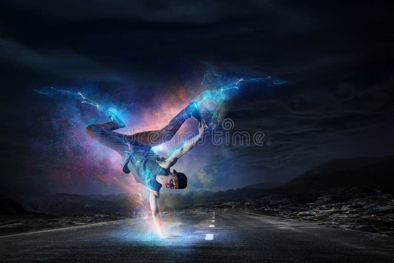 B-boy Performing Some Moves . Mixed Media Stock Image - Image of cool ...