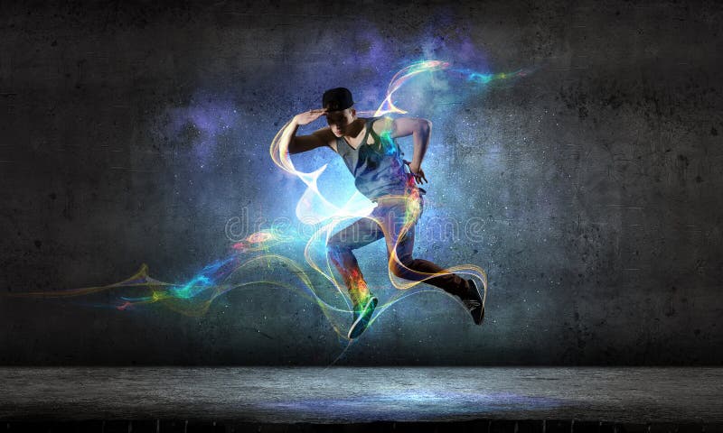 B-boy Performing Some Moves . Mixed Media Stock Photo - Image of male ...