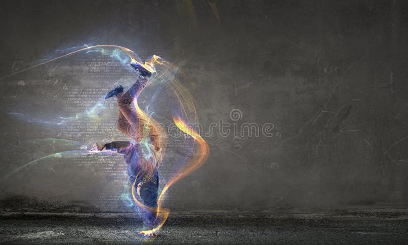 B-boy Performing Some Moves . Mixed Media Stock Image - Image of ...