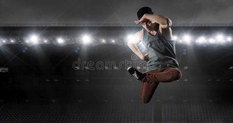 B-boy Performing Some Moves . Mixed Media Stock Image - Image of ...