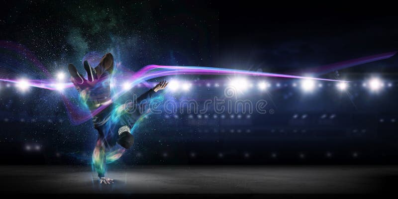 B-boy Performing Some Moves . Mixed Media Stock Image - Image of ...