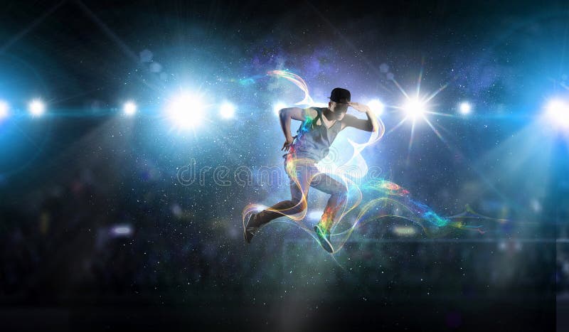 B-boy Performing Some Moves . Mixed Media Stock Photo - Image of cool ...