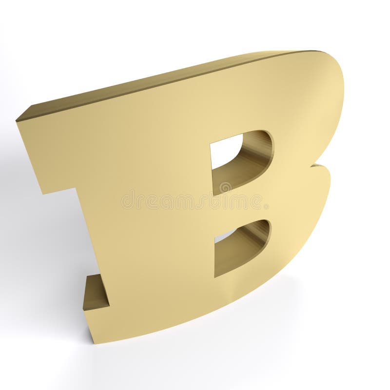 B Brass Letter Isolated on White Background - 3D Rendering Illustration ...