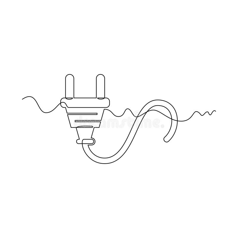 One Line Art Electrical Plug Vector Illustration Stock Illustration ...
