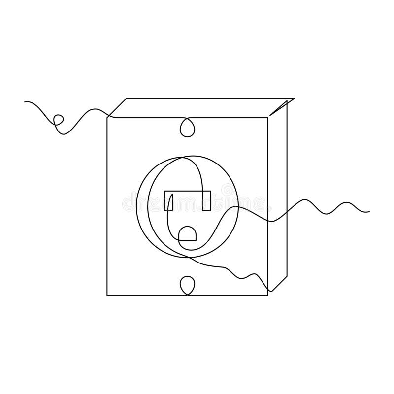 One Line Art Electrical Outlet Vector Illustration Stock Illustration ...