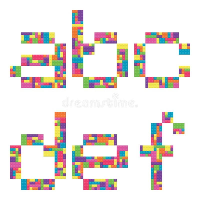 A, B, C, D, E, F Alphabet Lowercase Letters from Children Building ...
