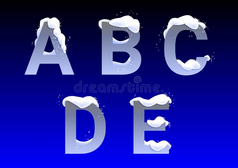 A, B, C, D, E Letters with Snow Caps Stock Vector - Illustration of ...