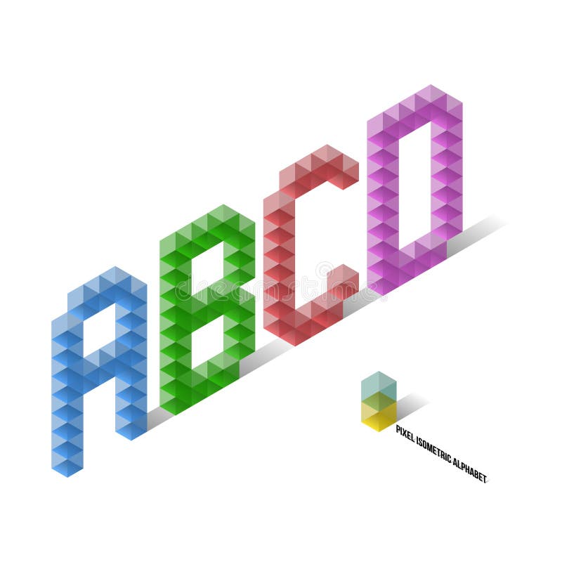 Pixel Isometric Title Alphabet Vector Illustration Typography Stock ...