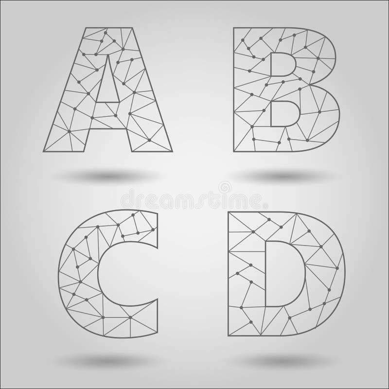 A B C D Vector Mesh Letters, Vector Illustration Stock Vector ...