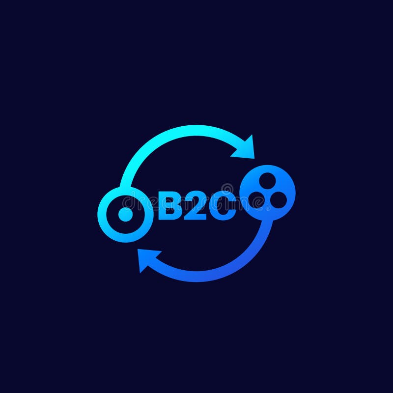 B2c icon on dark, vector stock vector. Illustration of marketing ...