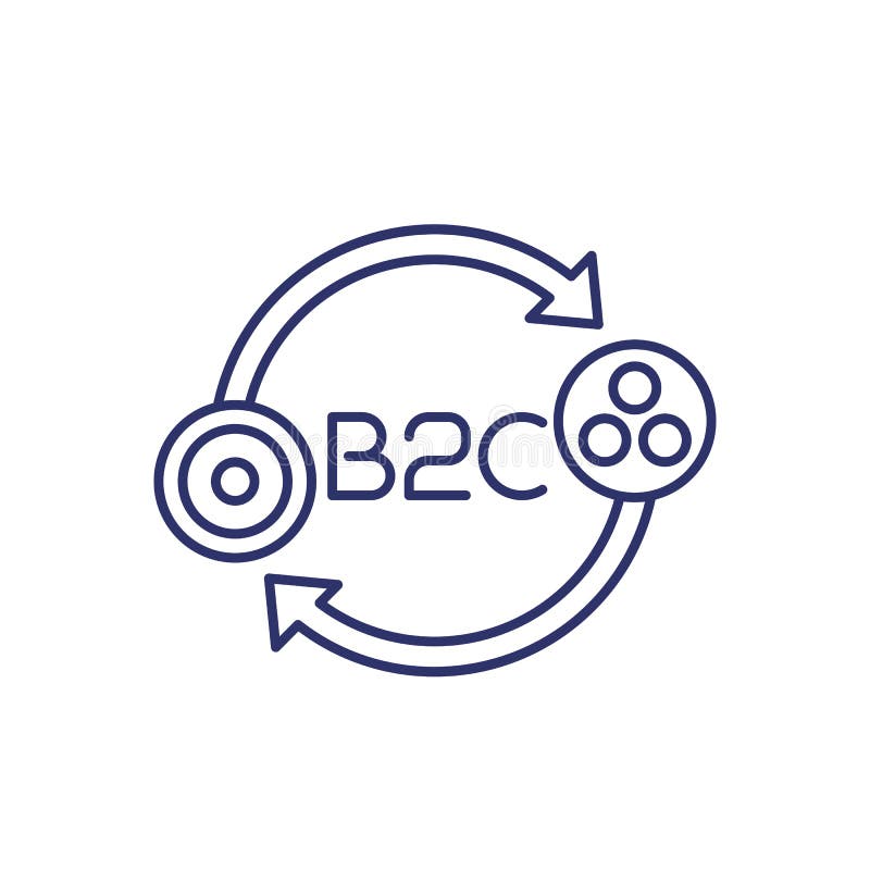 B2c Icon on White, Line Vector Concept Stock Vector - Illustration of ...