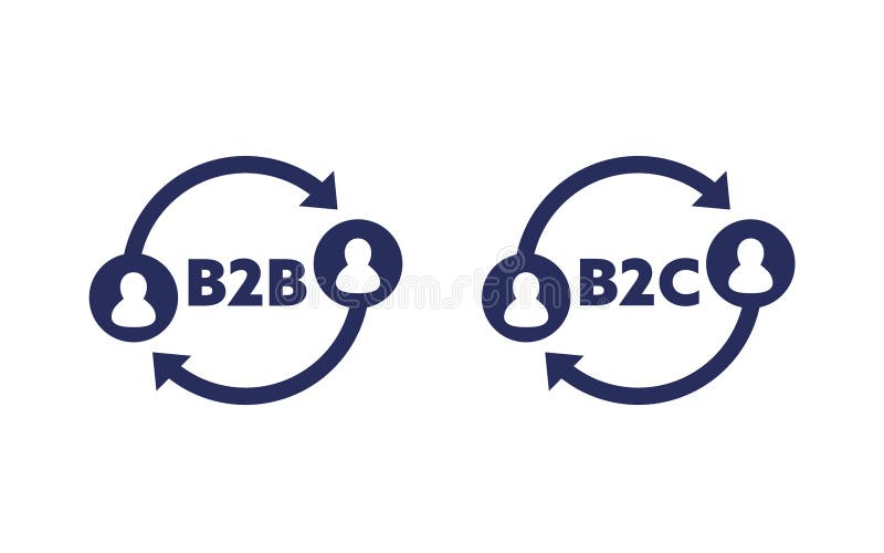 B2b and b2c icons on white stock vector. Illustration of service ...