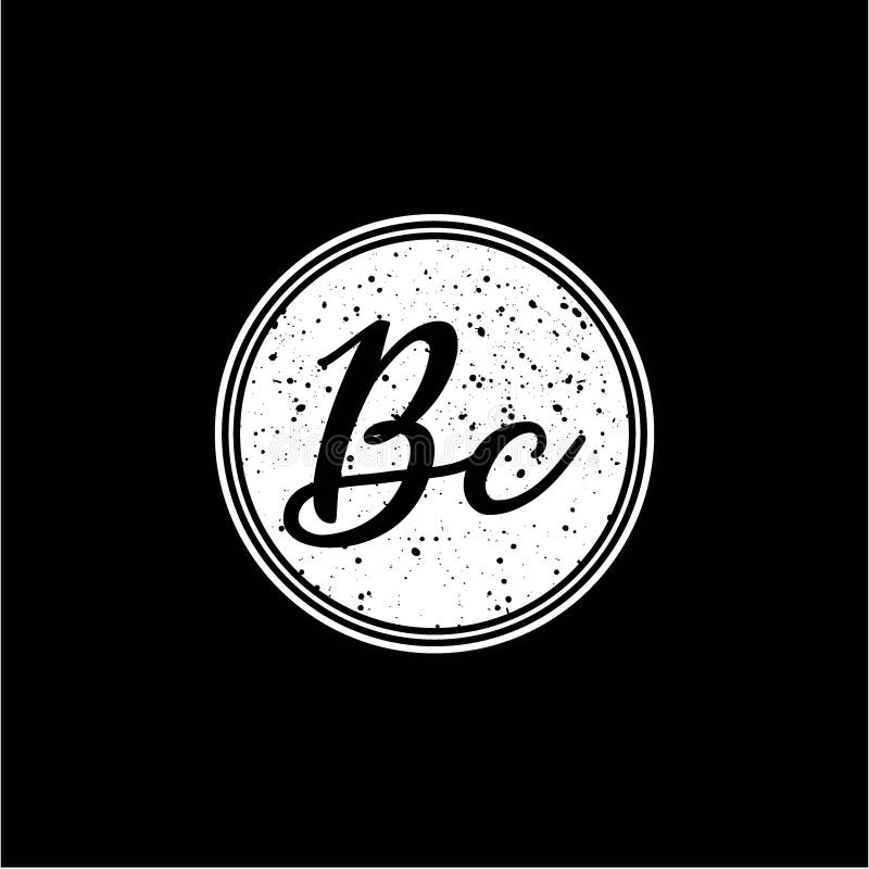 B C Initial Handwriting in Black and White Circle Frame Design Stock ...