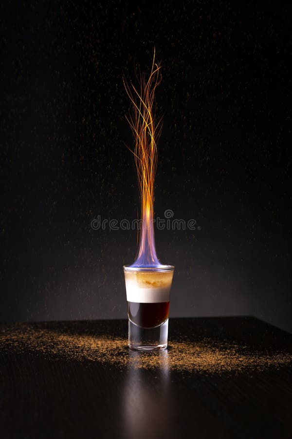 B-52 Cocktail on Fire with Sparkles Stock Image - Image of hour ...