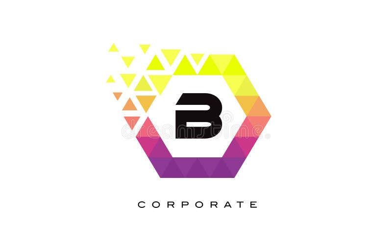 B Colorful Hexagon Shaped Letter Logo Design. Stock Vector ...