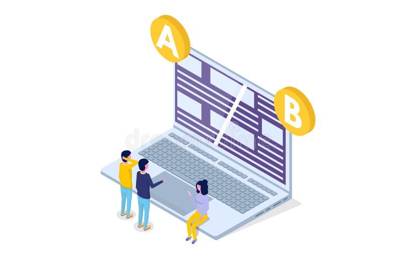 A-B Comparison. Split Testing Isometric Concept Stock Vector ...