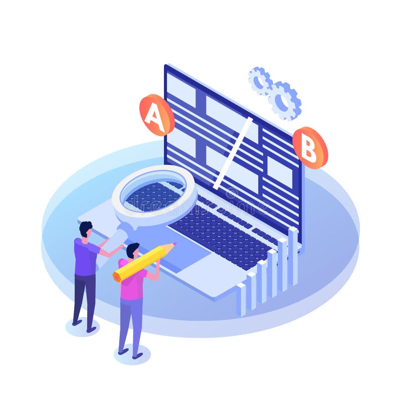 A-B Comparison. Split Testing Isometric Concept Stock Vector ...