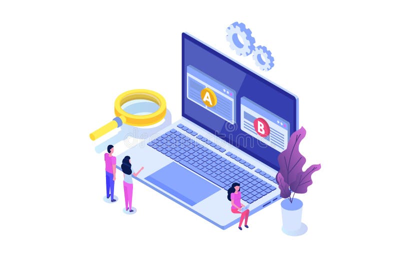 A-B Comparison. Split Testing Isometric Concept Stock Vector ...