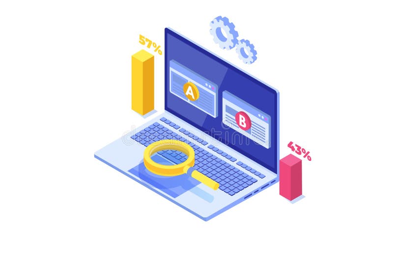 A-B Comparison. Split Testing Isometric Concept Stock Vector ...