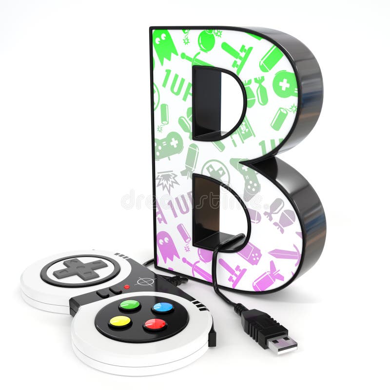 `V` 3d Letter with Video Game Controller Stock Illustration ...