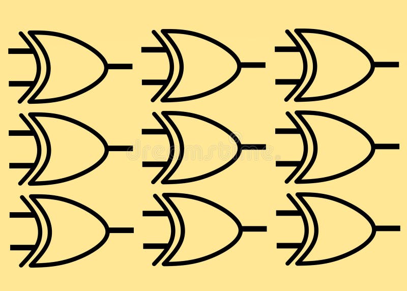 010b. Duplicates of an Electrical Electronic Symbol of a XOR Logic Gate ...