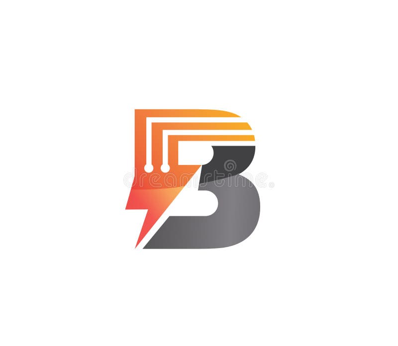 B Electric Power Alphabet Logo Design Concept Stock Vector ...