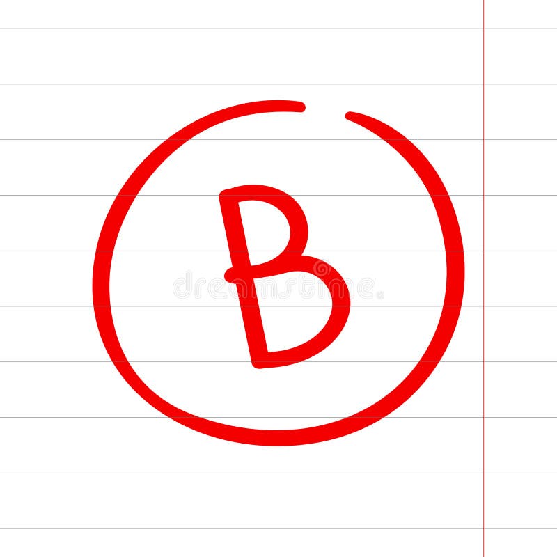 B Examination Result Grade Red Latter Mark. Stock Vector - Illustration ...