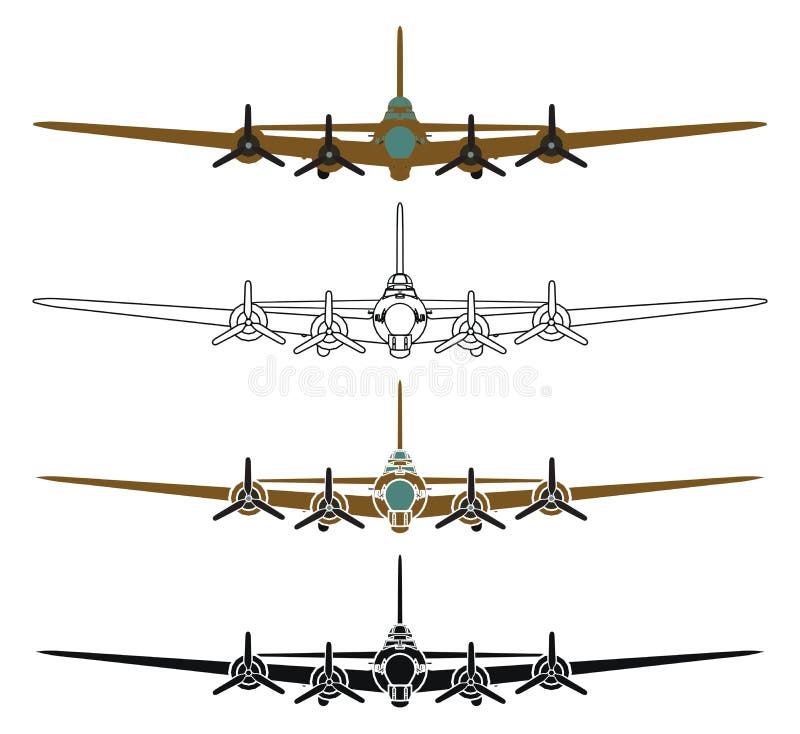 B17 Flying Fortress in Front View Stock Vector - Illustration of right ...