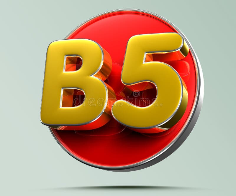 B5 gold on red circle 3D. stock illustration. Illustration of company ...