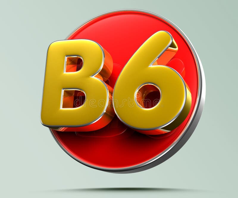 B6 gold on red circle 3D. stock illustration. Illustration of education ...
