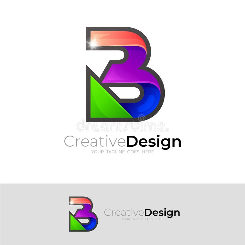 B Icon Glossy, Letter B Logo with Colorful Design Stock Vector ...