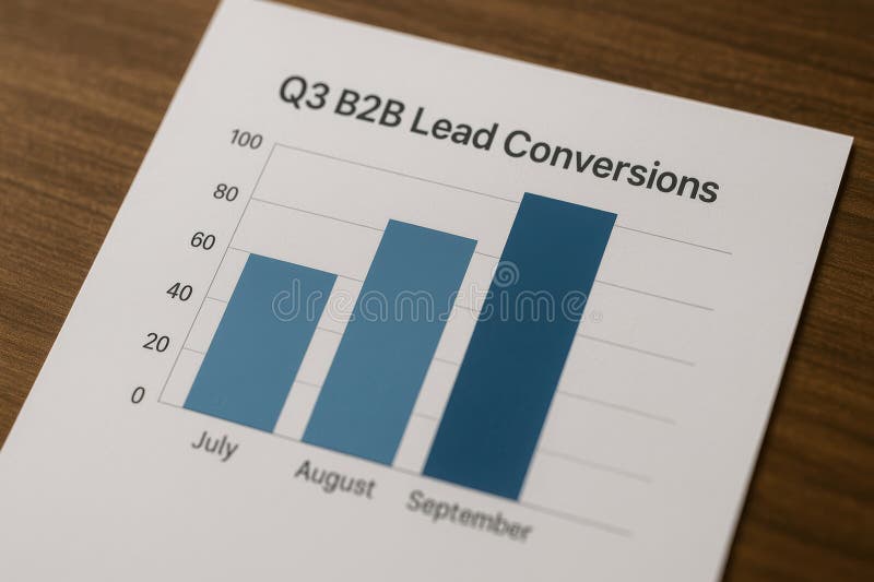 B2B Lead Conversion Growth Chart for Q3 Showing July, August, and ...