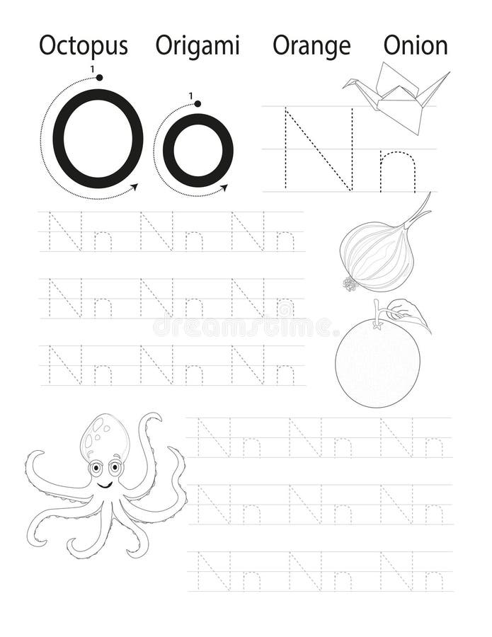 Black and White Letter O Tracing and Coloring Activity Sheet Stock ...