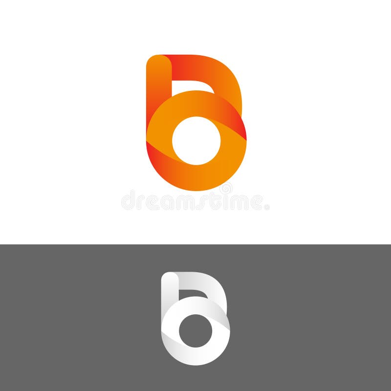 Abstract Orange Color B Letter Logo Vector Stock Illustration ...